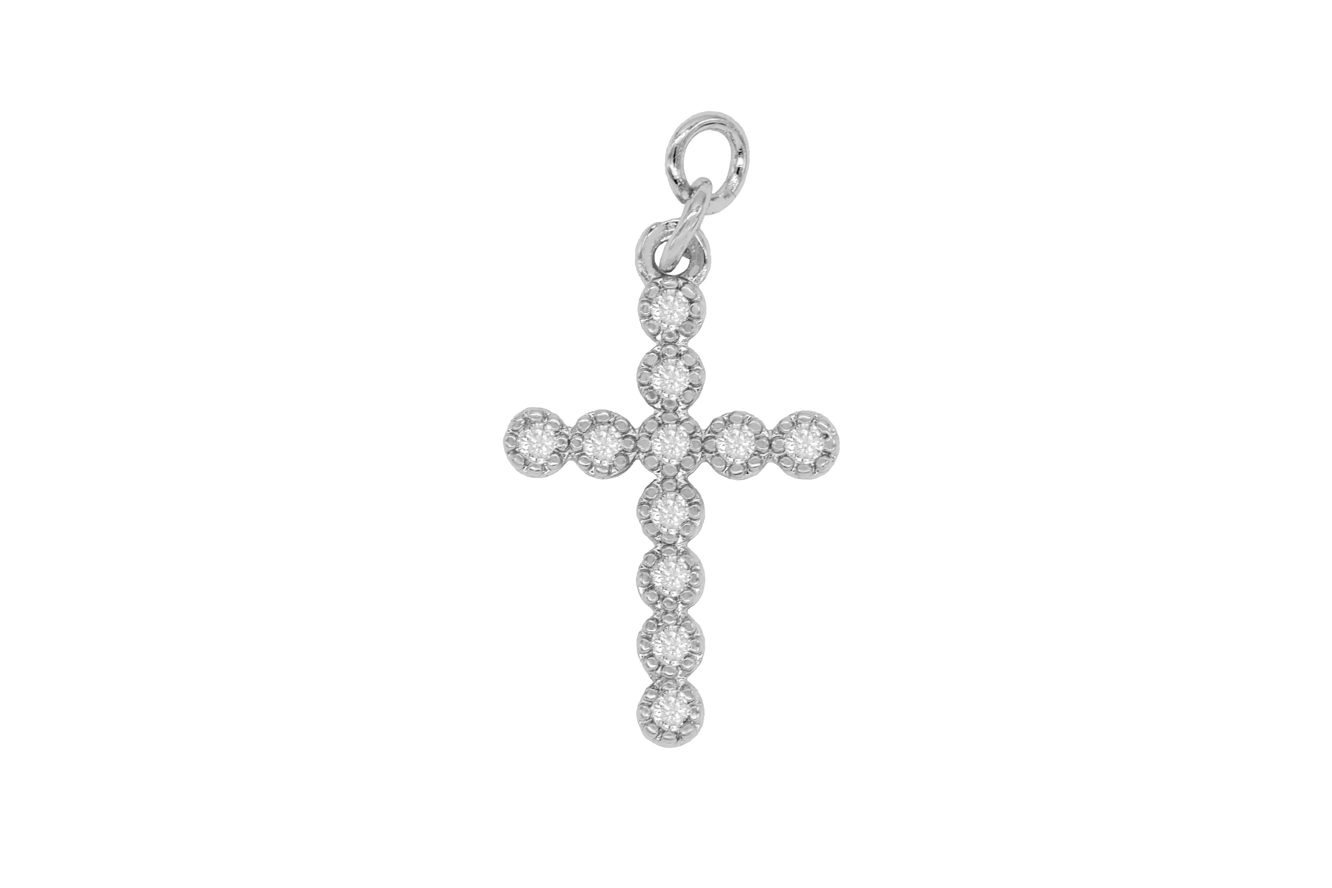 Silver Pave Bezel Cross Charm